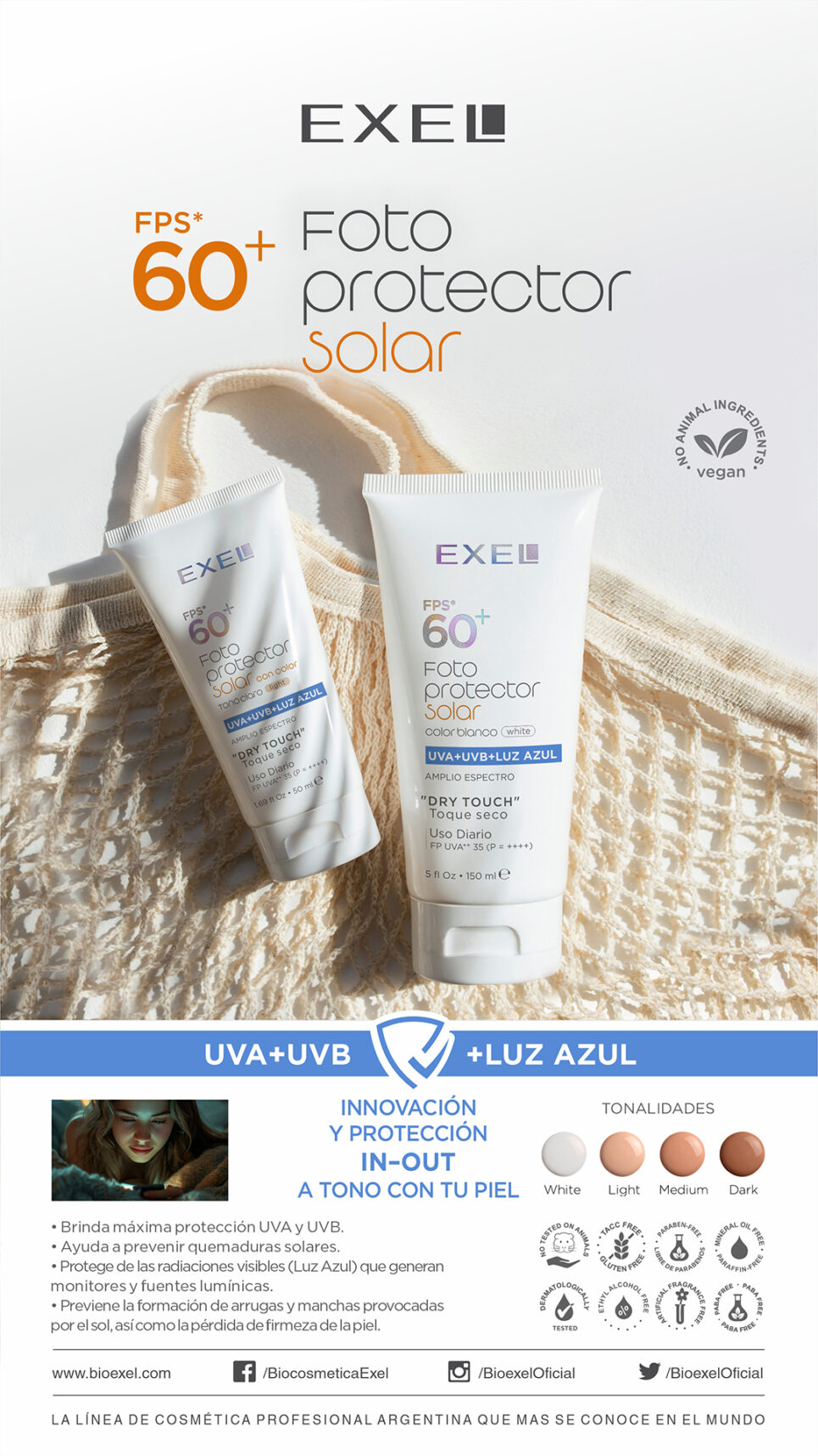 Fotoprotector Solar Fluido FPS 60 Corporal. UVA + UVB + LUZ AZUL ...